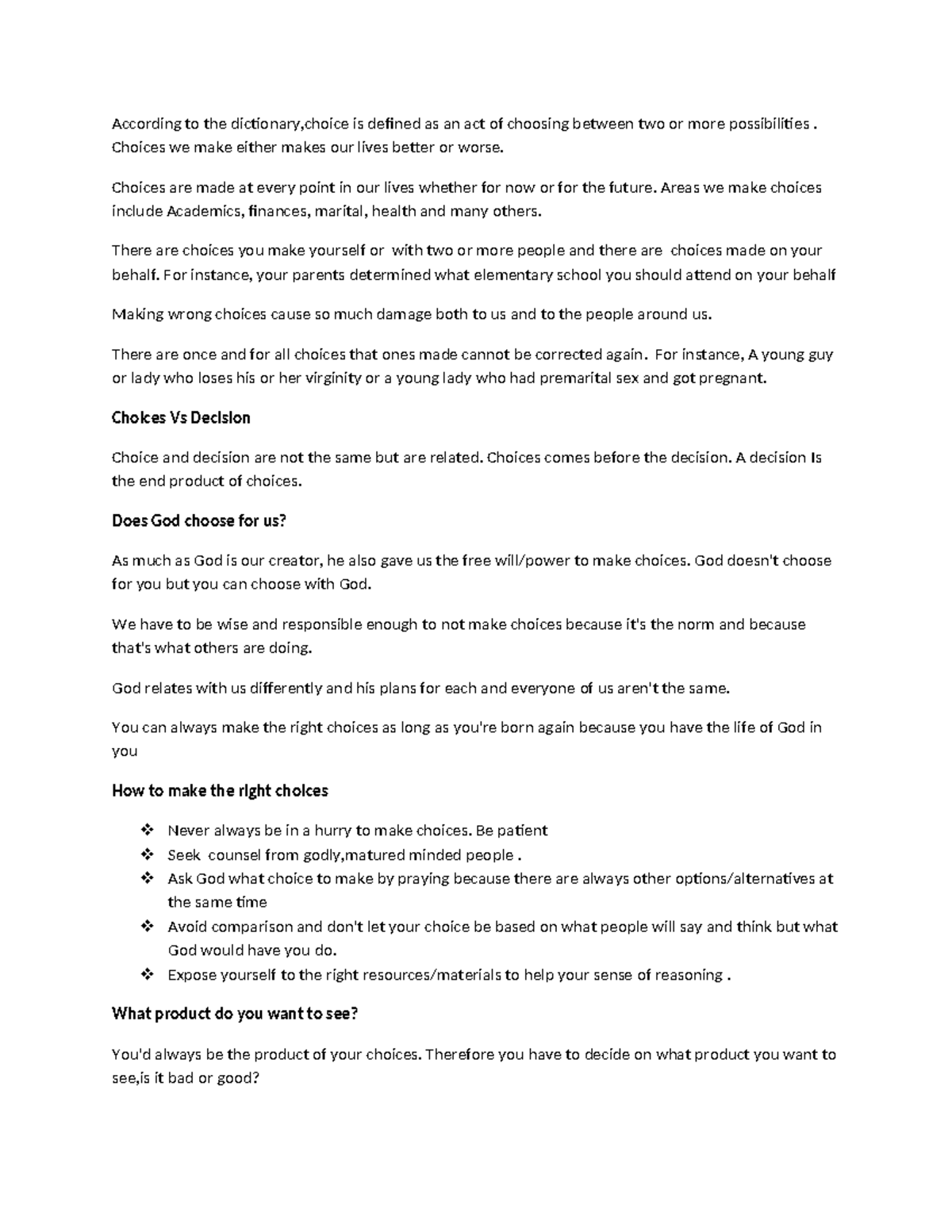 Choice (POMP) - Nil - According to the dictionary,choice is defined as ...