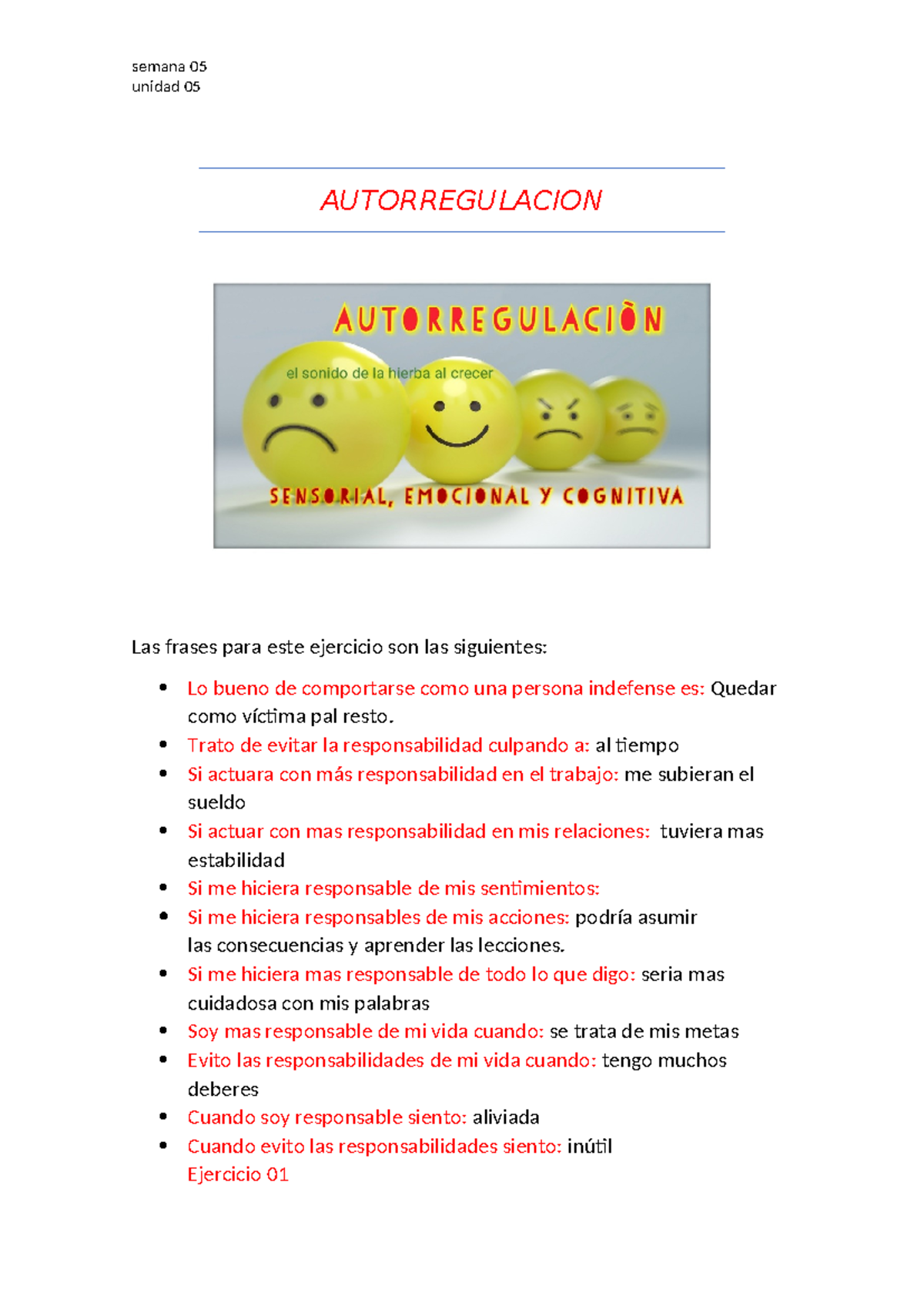 Unidad 05- Autorregulacion - semana 05 unidad 05 AUTORREGULACION Las ...