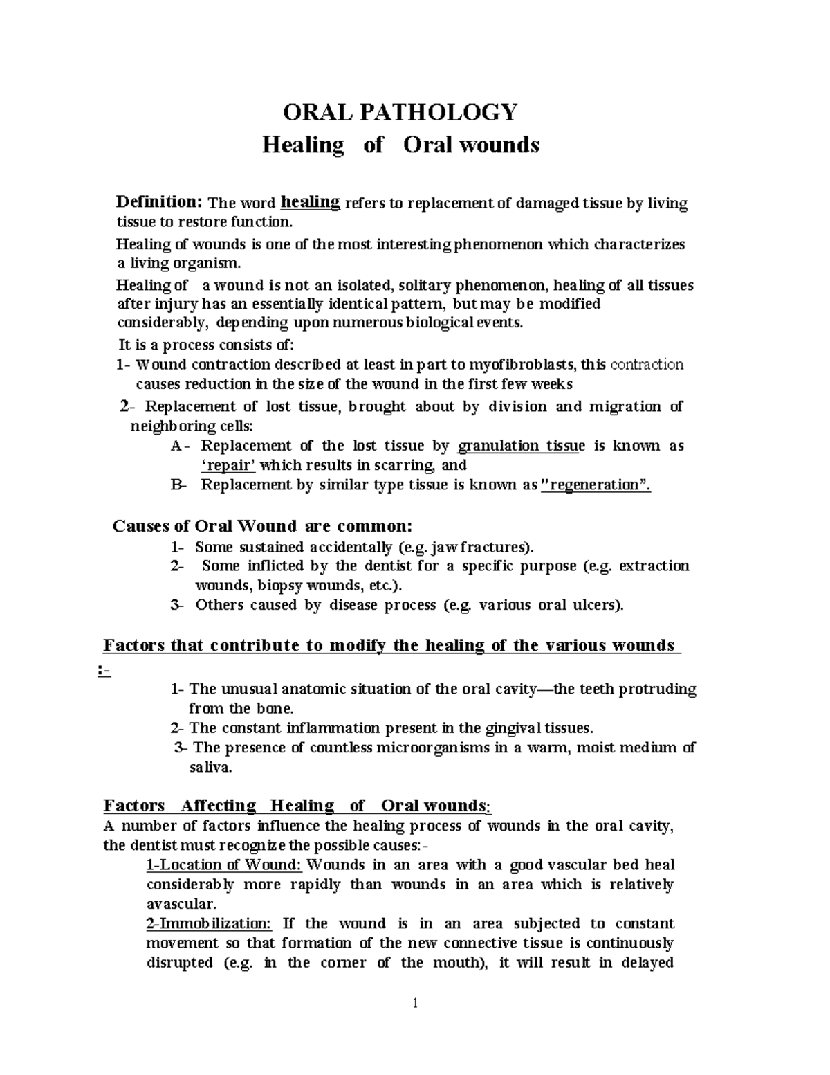 Oral Pathology(17) - Oral Pathology - ORAL PATHOLOGY Healing of Oral ...