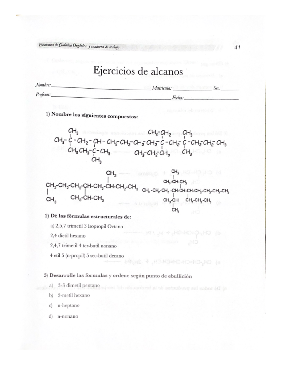 Ejercicios De Alcanos 1 - Química Orgánica - Studocu