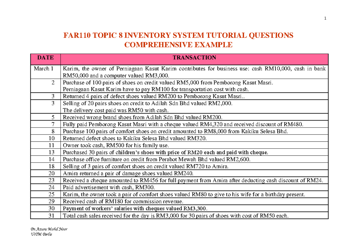 3. FAR110 Topic 8 Inventory System Tutorial Questions - Pn Mohd FAR110 ...