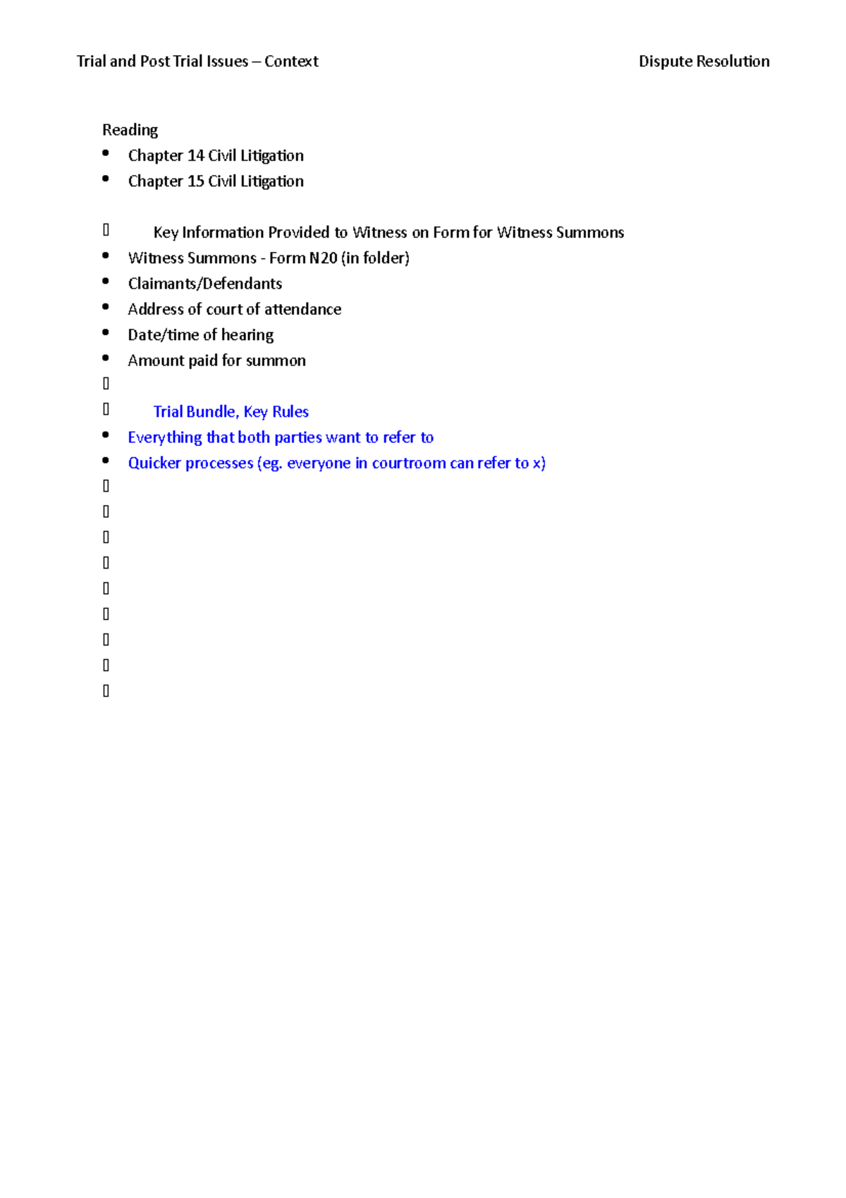 Trial and Post Trial Issues - everyone in courtroom can refer to x ...