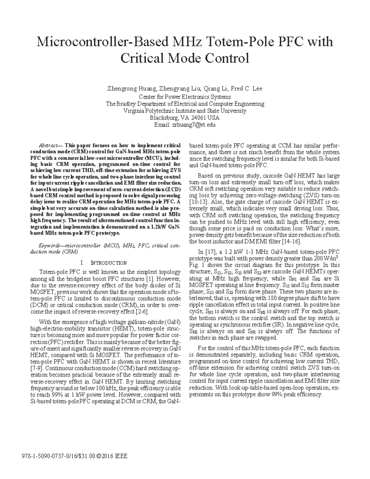 Microcontroller-Based MHz Totem-Pole PFC with critical mode ...