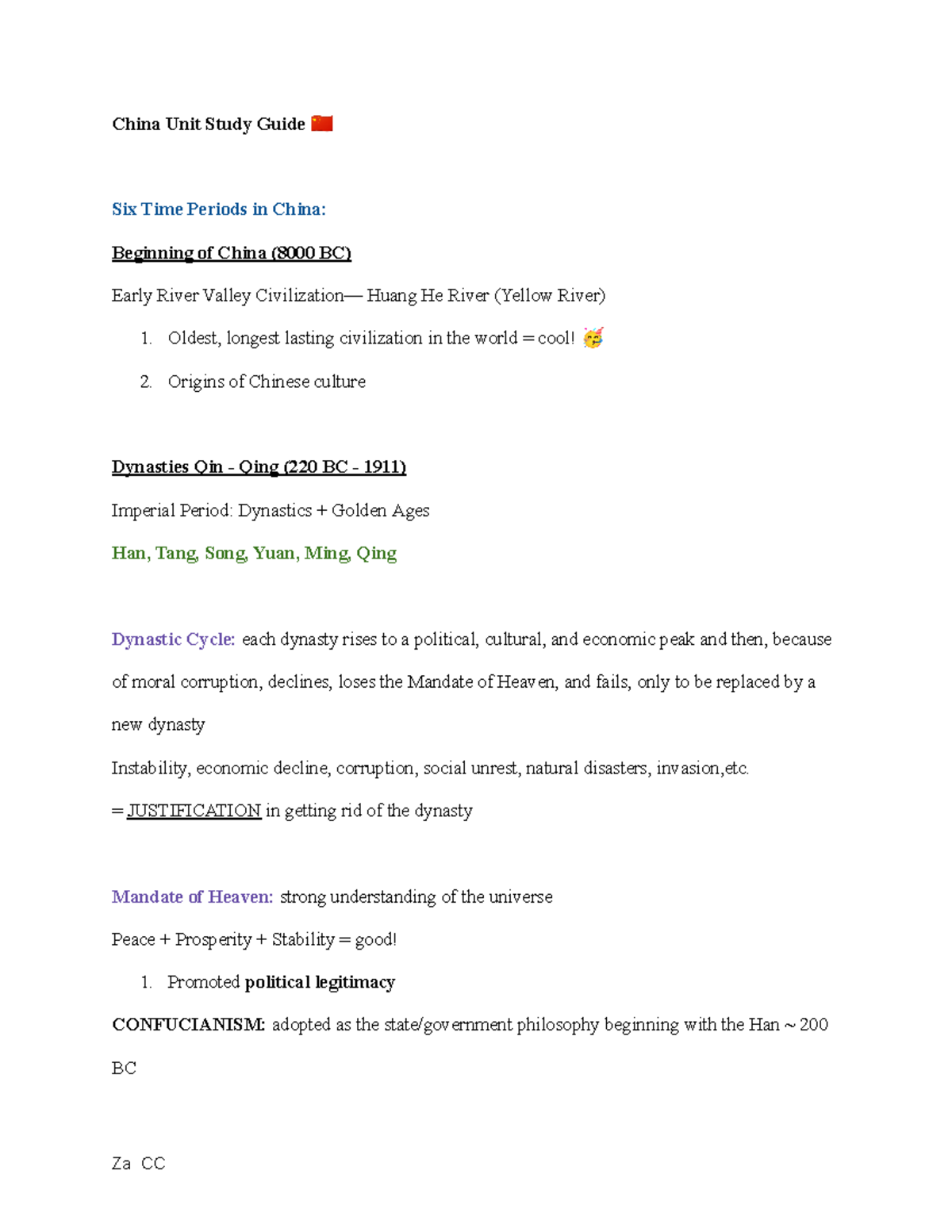 China Unit Study Guide - Oldest, longest lasting civilization in the ...