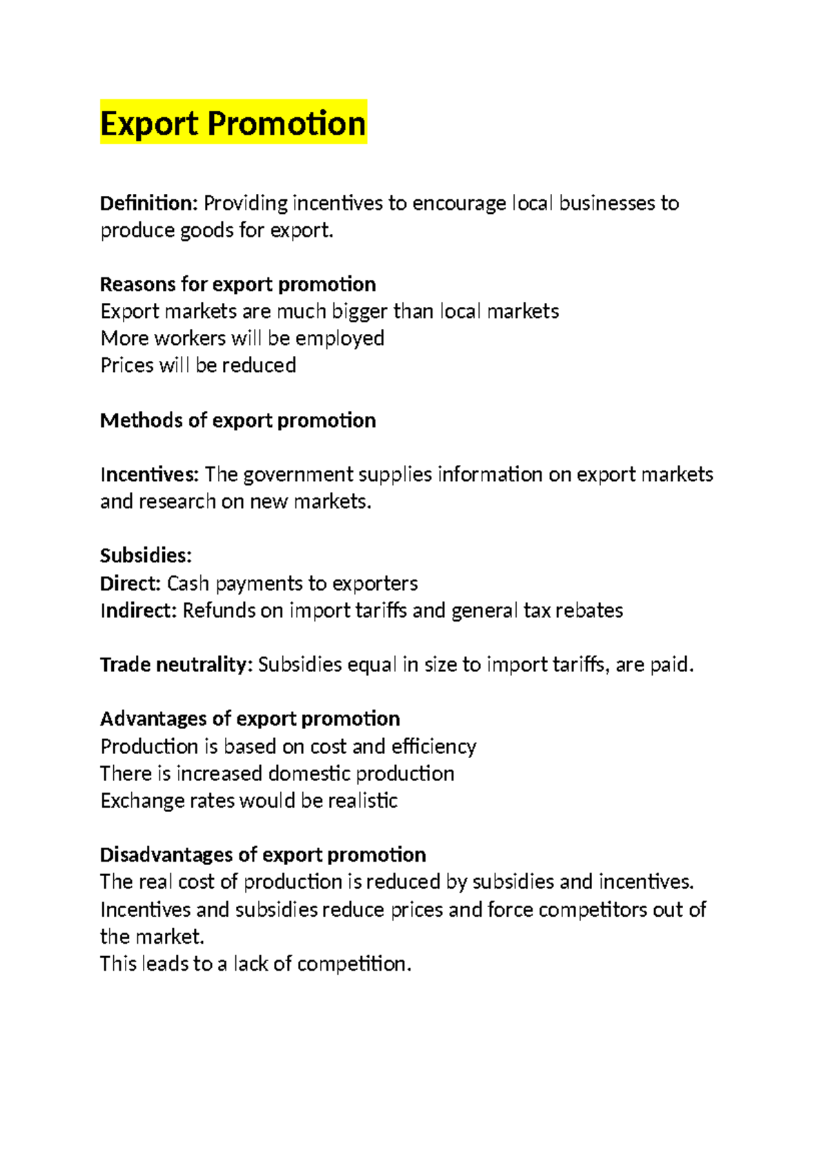 Export Promotion - Export Promotion Definition: Providing incentives to ...