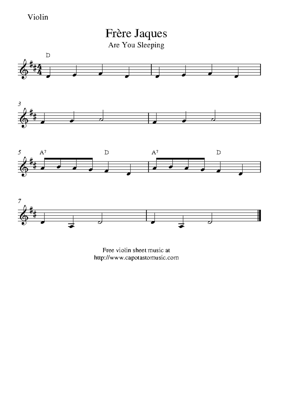 Frere-jacques-violin - Free violin sheet music at capotastomusic Frère ...