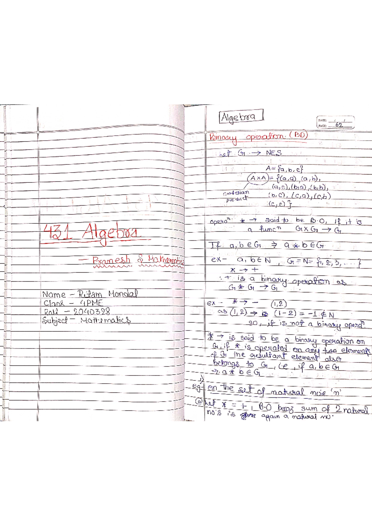 Maths Notes Algebraic Structure - BSc in Computer Science, Mathematics ...
