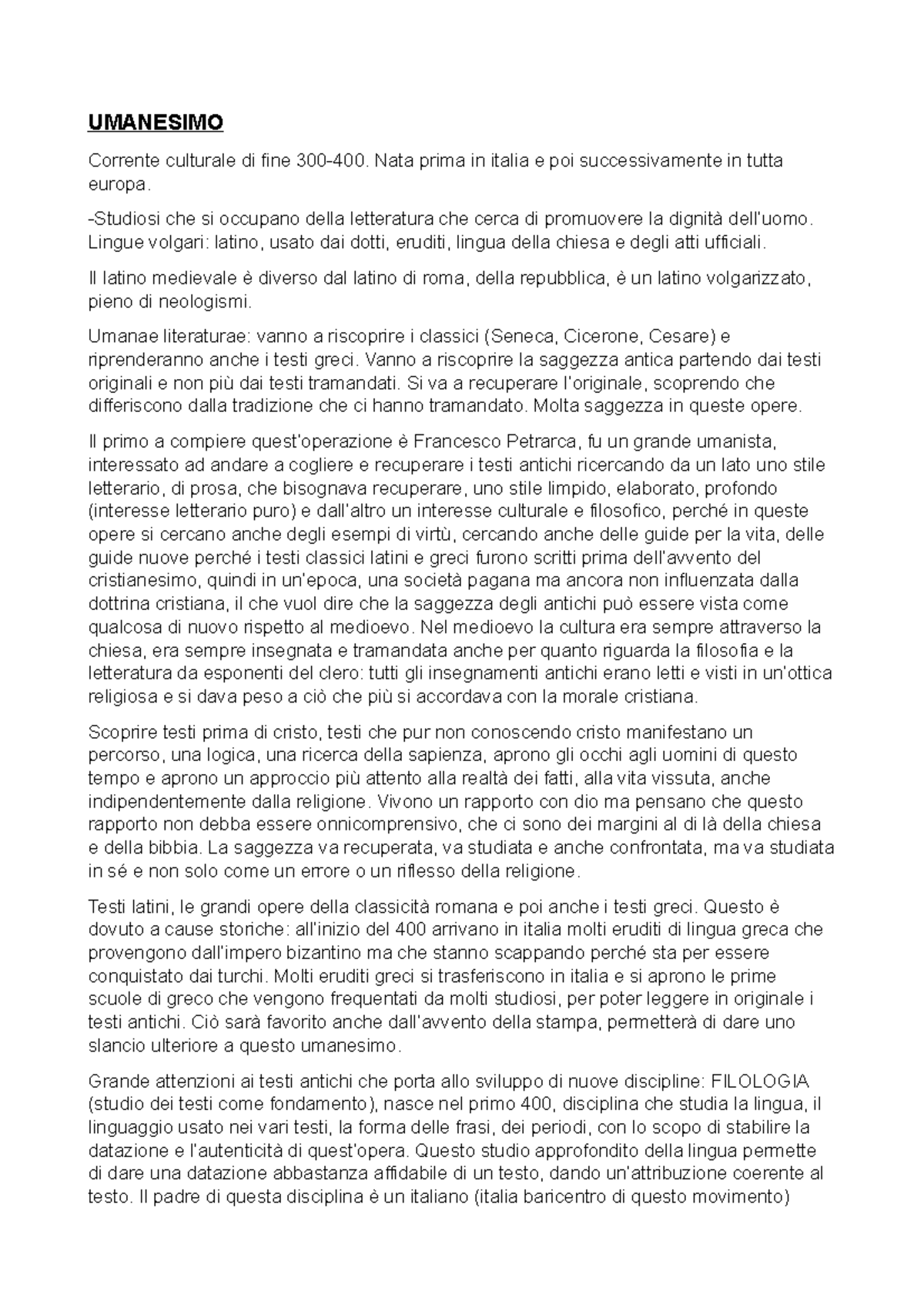 Umanesimo e rinascimento - UMANESIMO Corrente culturale di fine 300-400. Nata prima in italia e ...