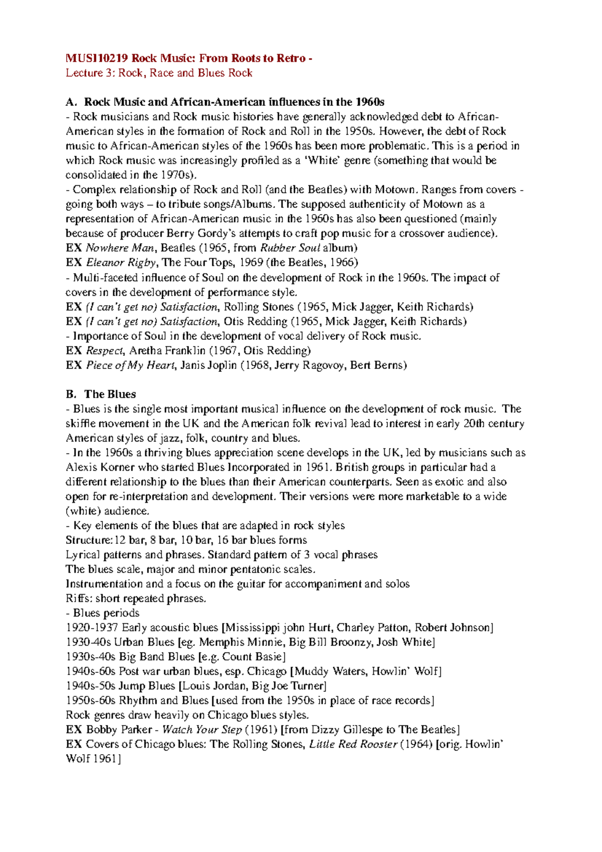 Rock Music Week 3 Handout 2020 - MUSI10219 Rock Music: From Roots to ...