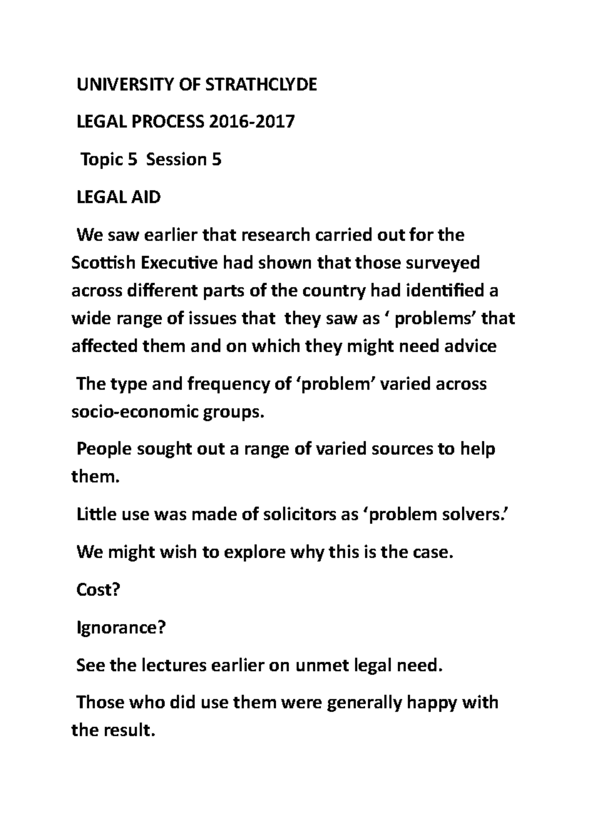 Session 20, 22 - Lecture notes 20-22 - UNIVERSITY OF STRATHCLYDE LEGAL ...