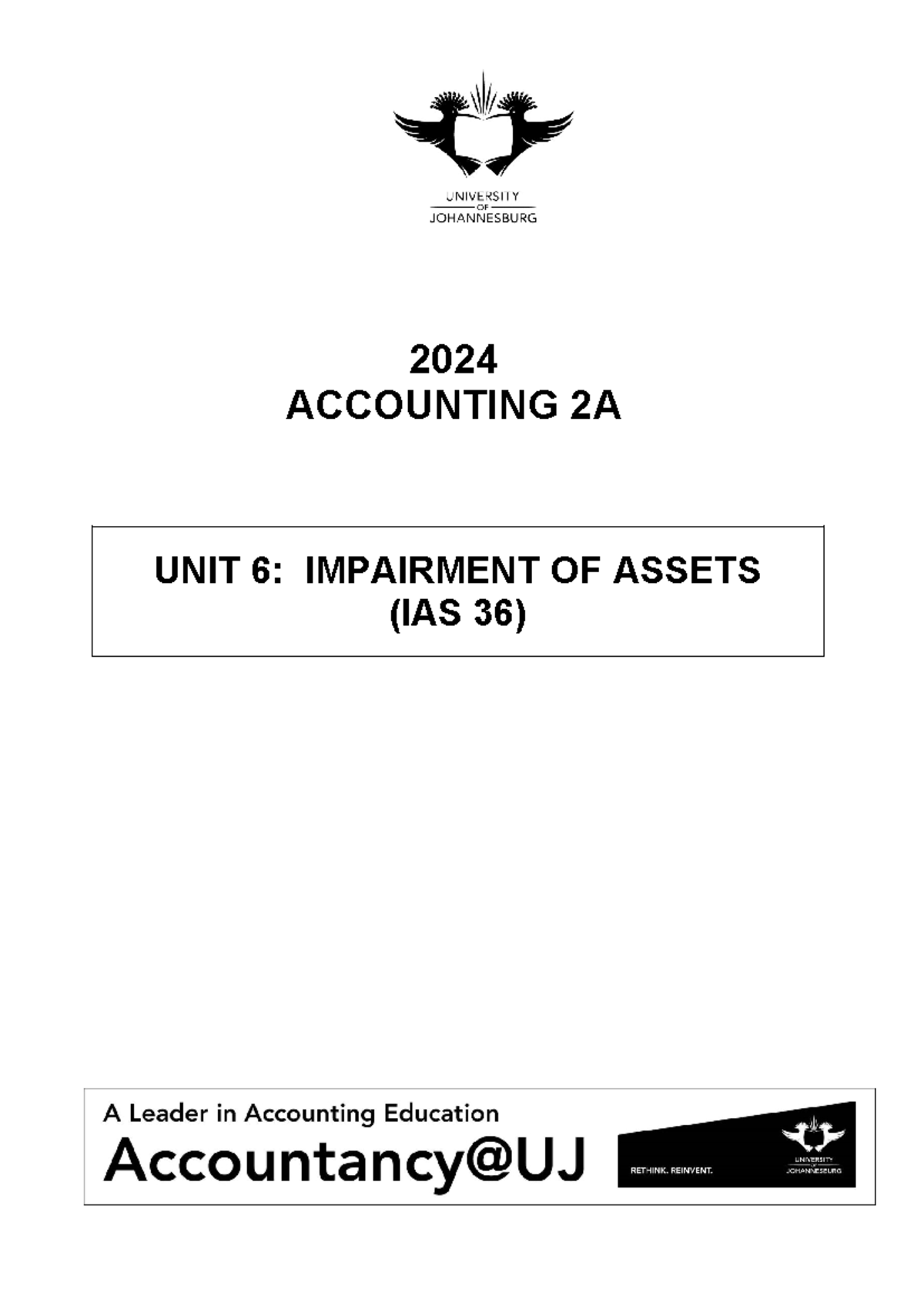 Unit 6-(IAS 36) Impairment of assets - 2024 ACCOUNTING 2A UNIT 6 ...