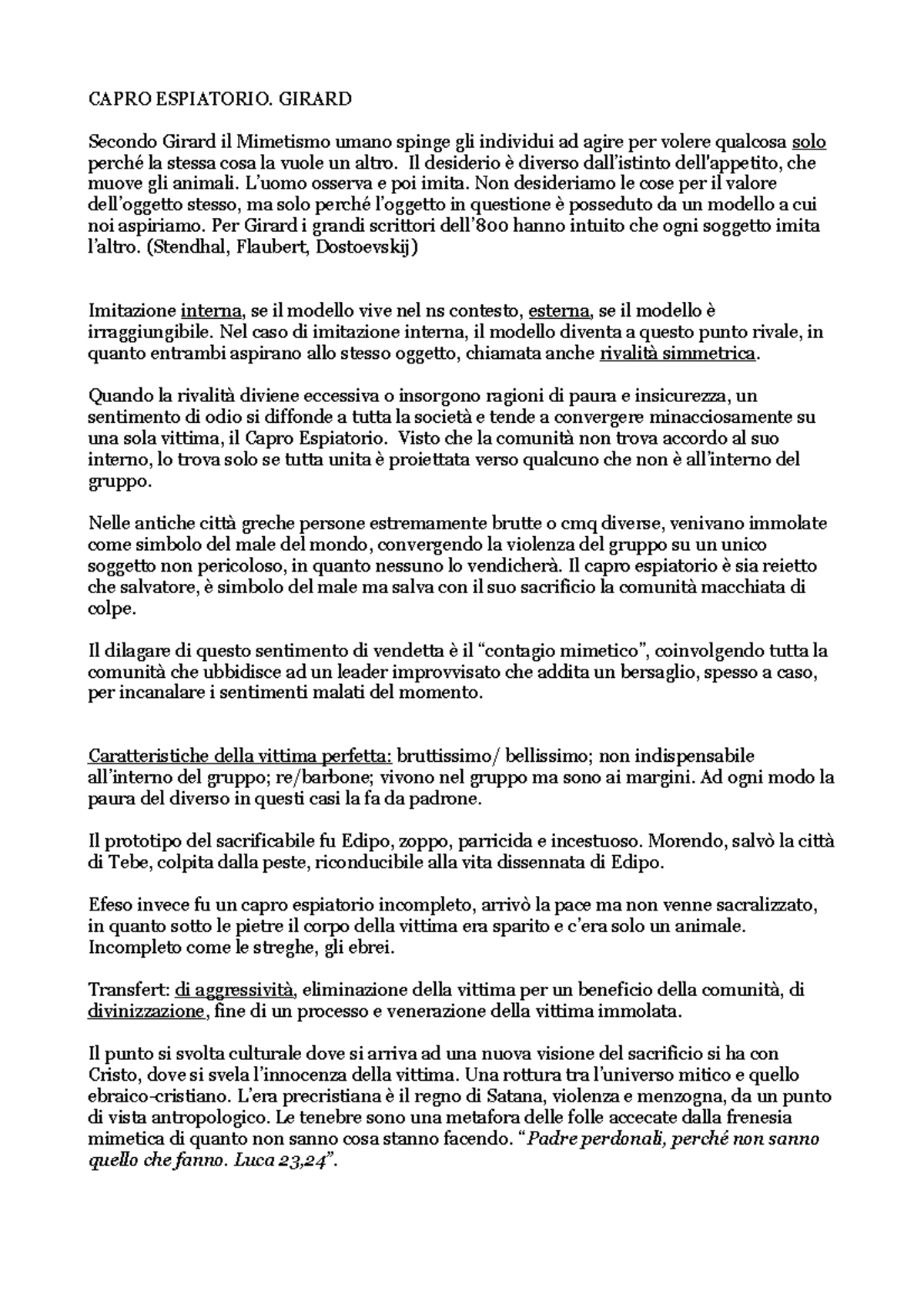 Capro espiatorio, Girard - CAPRO ESPIATORIO. GIRARD Secondo Girard il ...