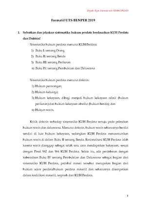 Benper — Tinjauan UMUM Tentang Benda DAN Hukum Benda - Hukum Kebendaan Perdata - Studocu
