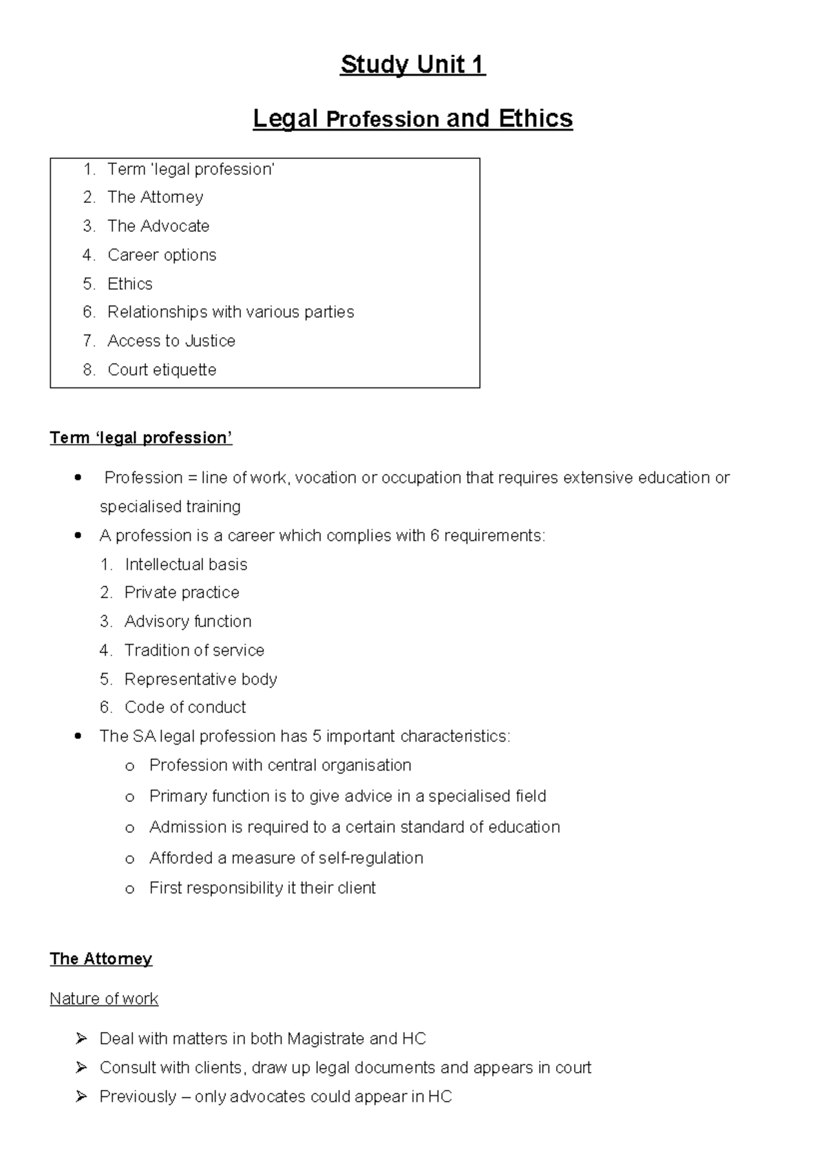 Study Unit 1 - IURI 472 - Summary Legal Practice / Regspraktyk - Study ...