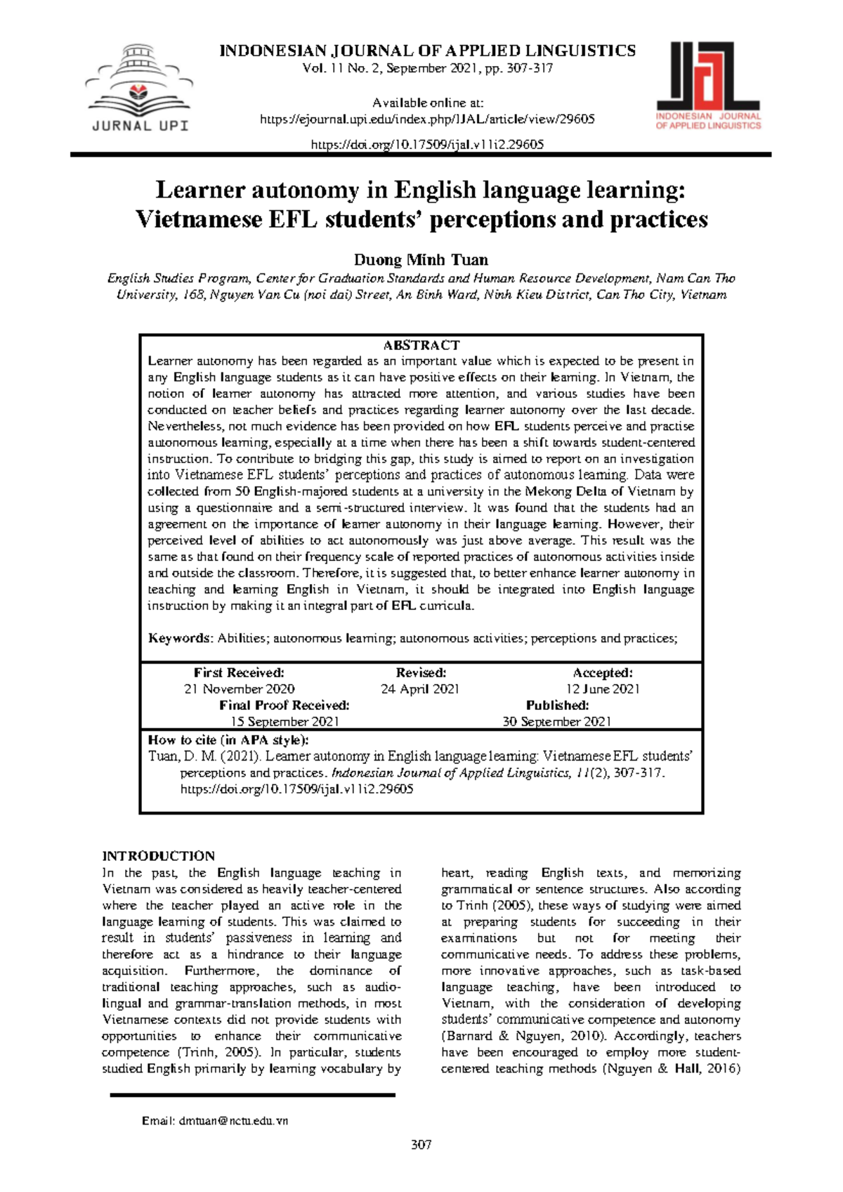 4 - Learner Autonomy in English Language Learning Vietnamese EFL Students Perceptions and ...