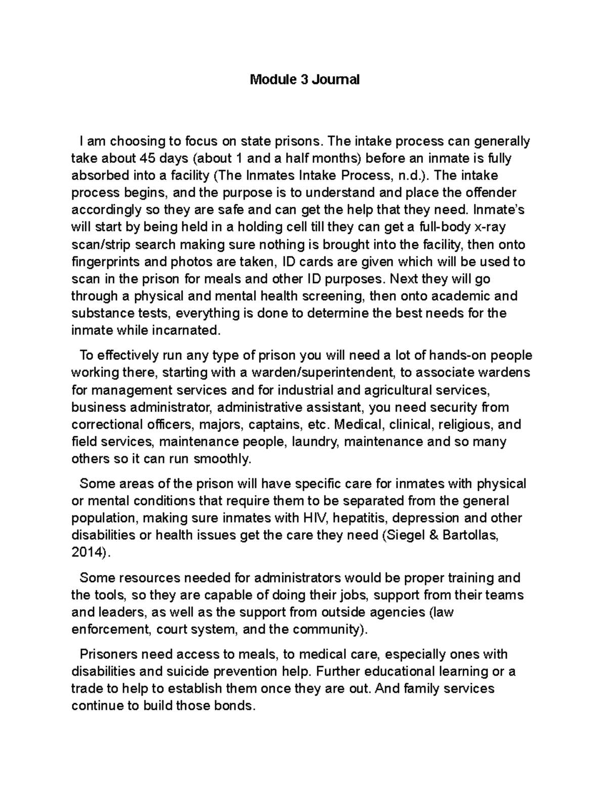 Module 3 Journal - CJ 210 - Module 3 Journal I am choosing to focus on ...