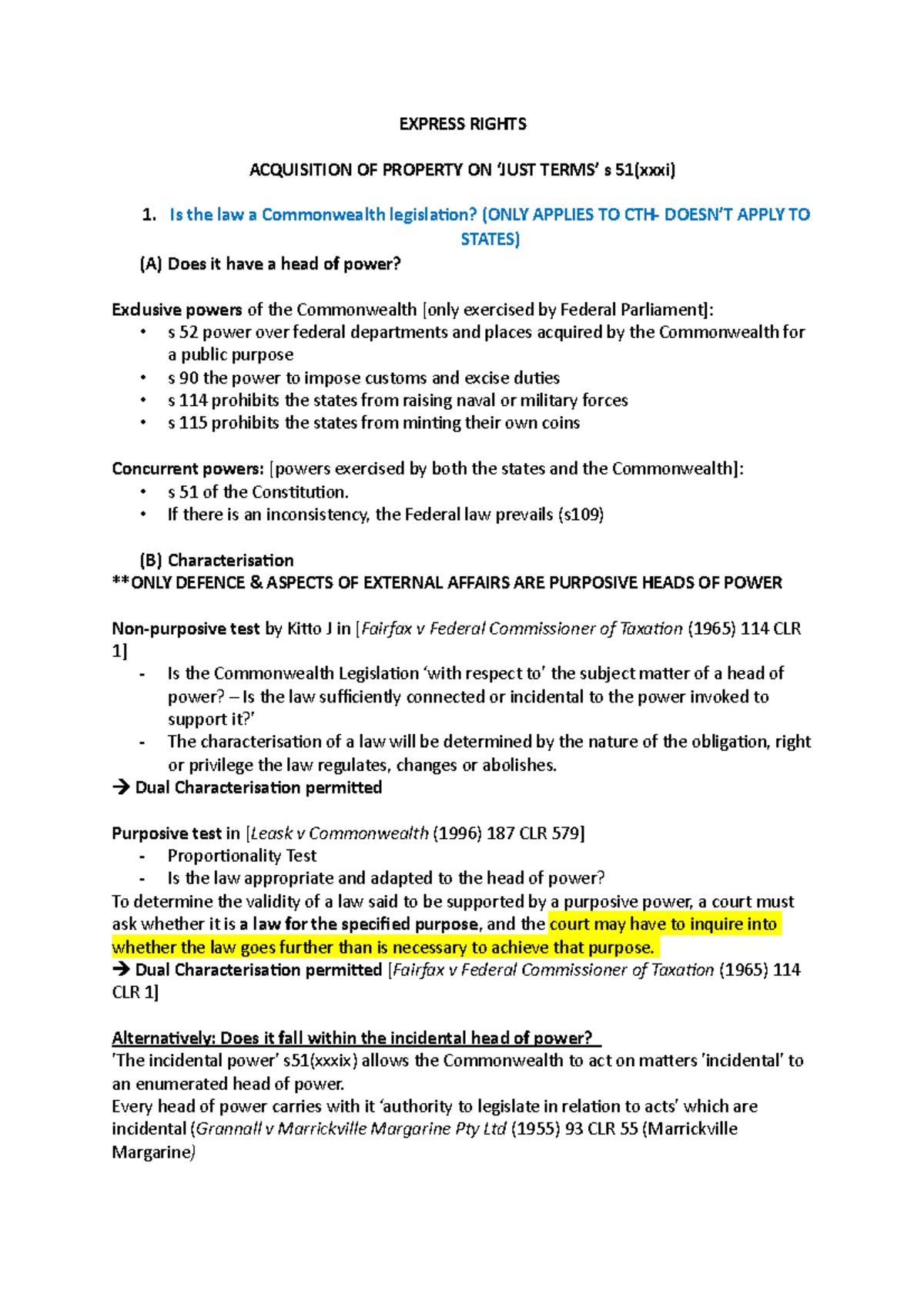 Express Rights - Exam notes - EXPRESS RIGHTS ACQUISITION OF PROPERTY ON ...
