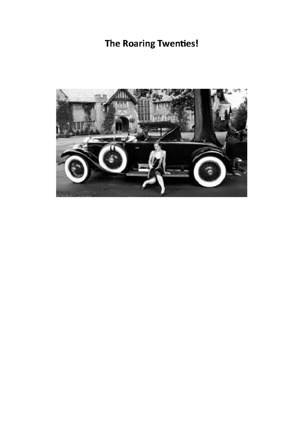 The roaring twenties handout - The Roaring Twenties! The roaring ...