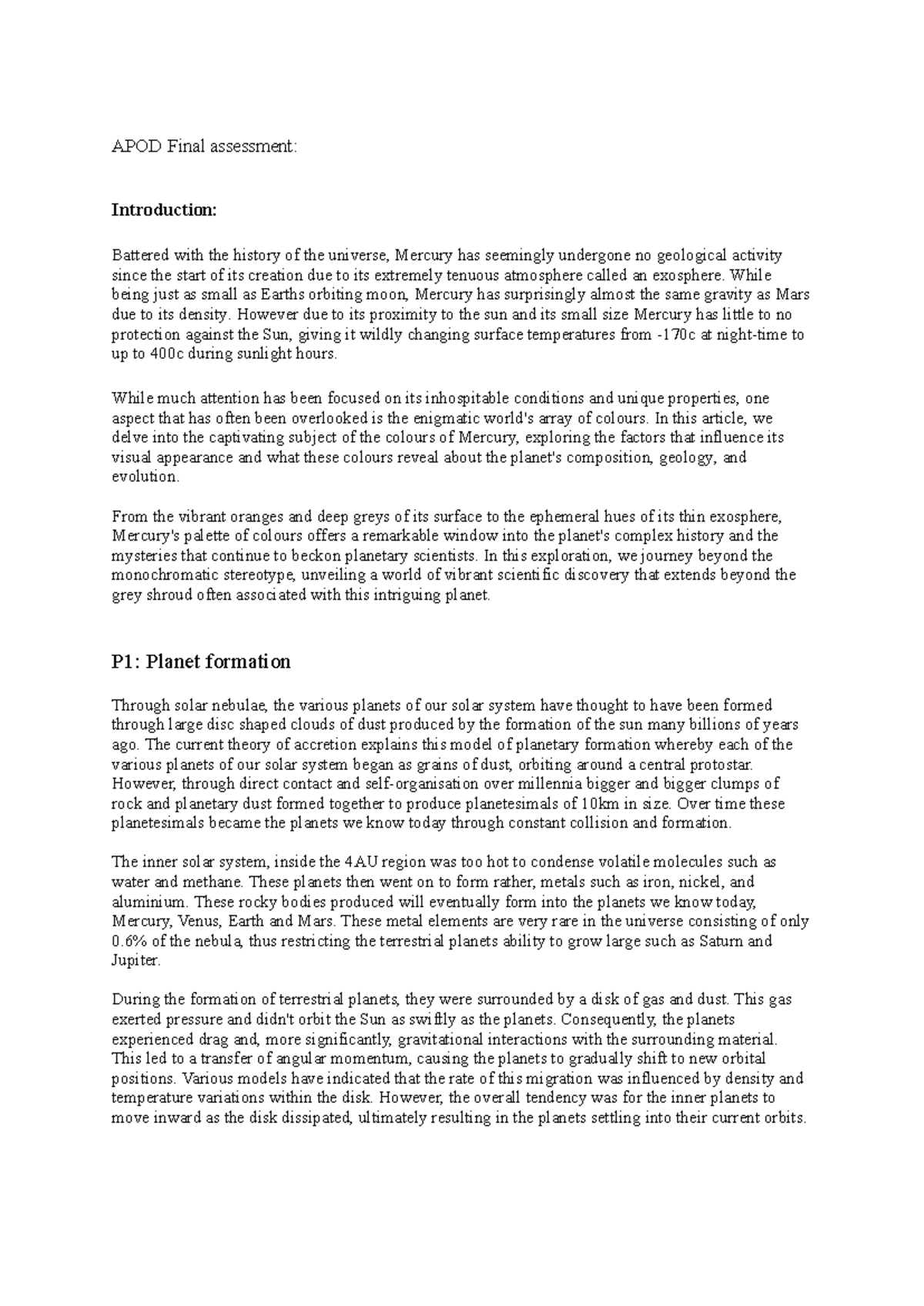 APOD Final assessment - APOD Final assessment: Introduction: Battered ...