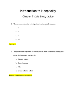 Chapter 6 Quiz Study Guide - Introduction to Hospitality Chapter 6 Quiz ...