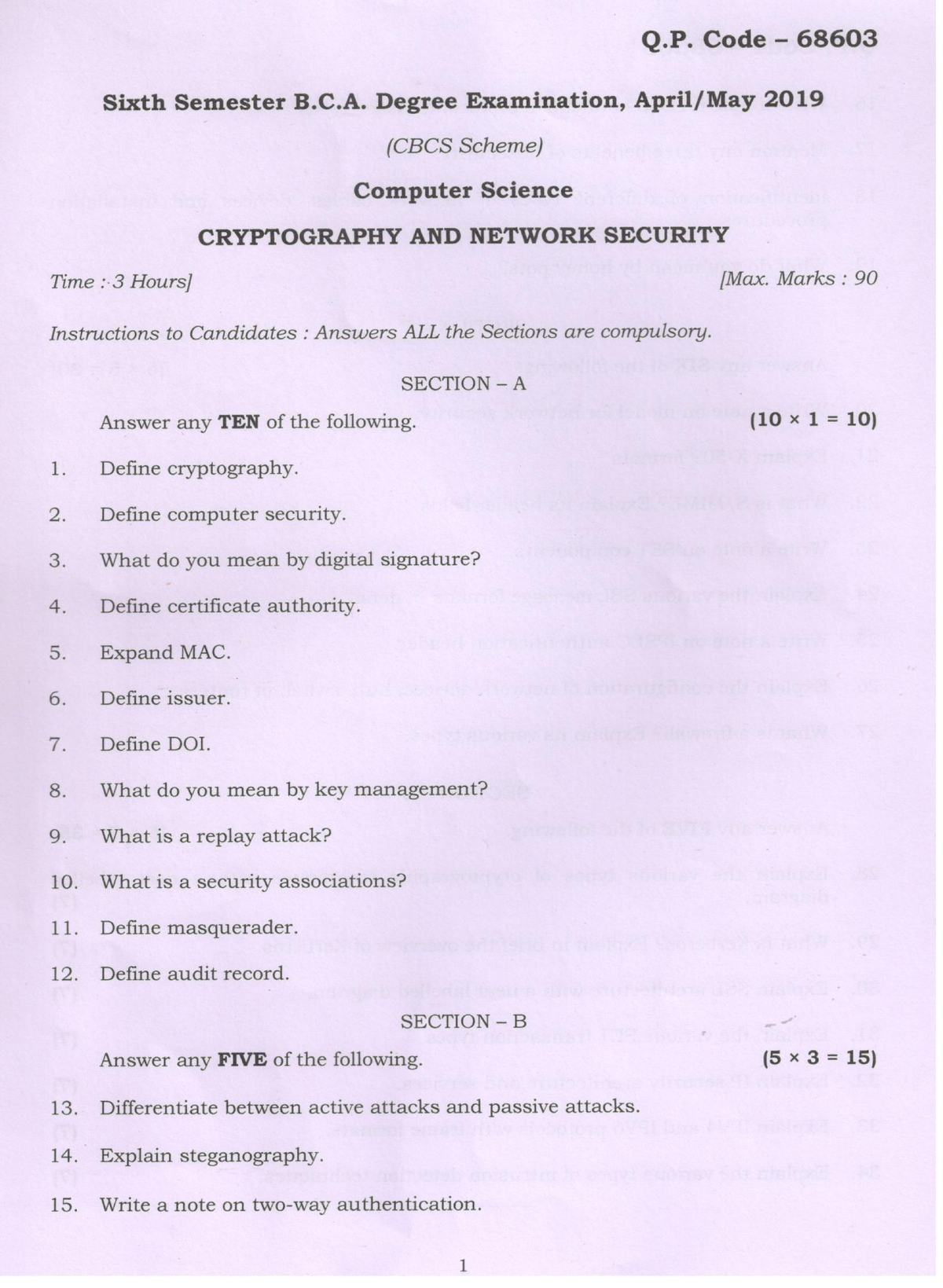 68603-BCA-6-Sem-Cryptography And Network Security-May-2019 - BCA tumkur - Studocu