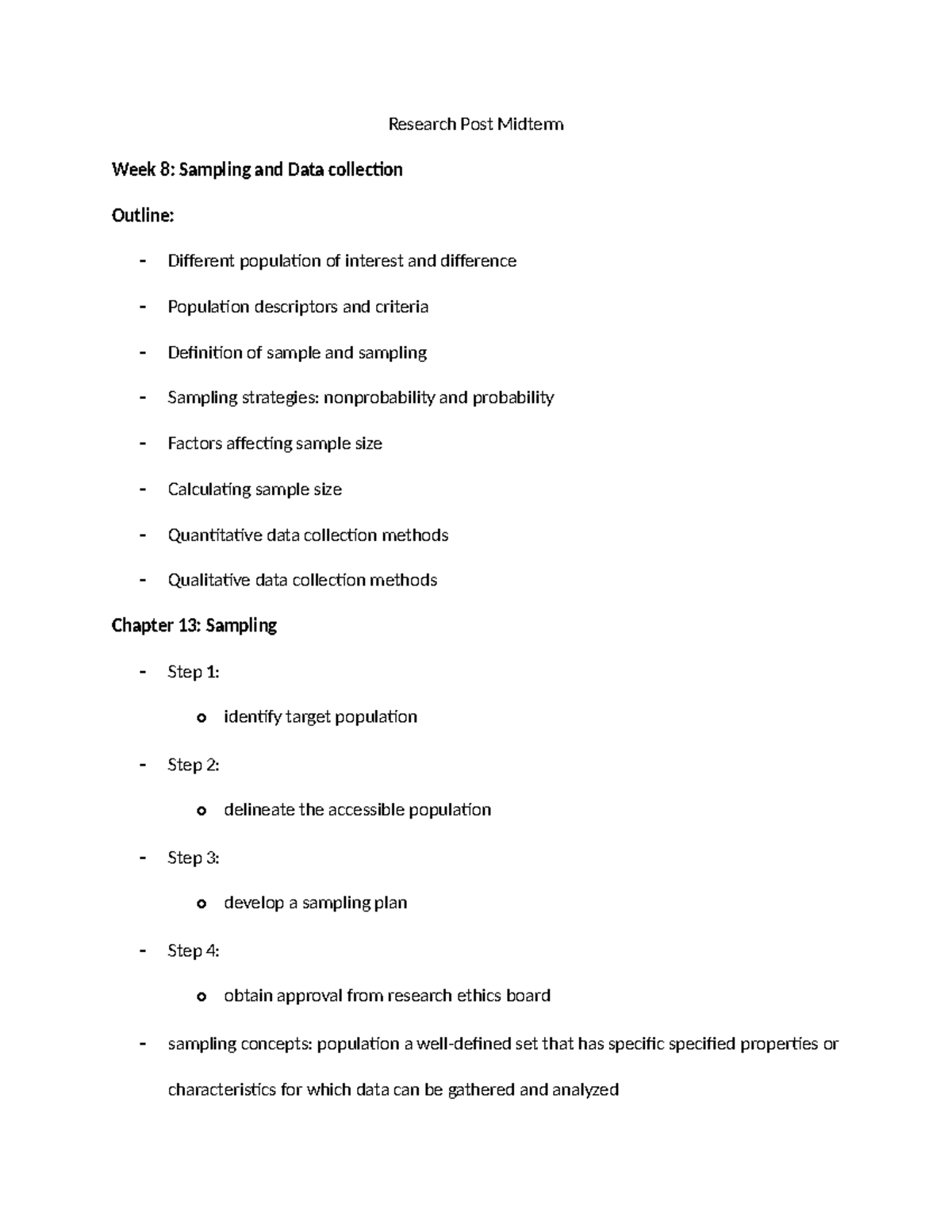 Research Post Midterm - lecture notes - Research Post Midterm Week 8 ...
