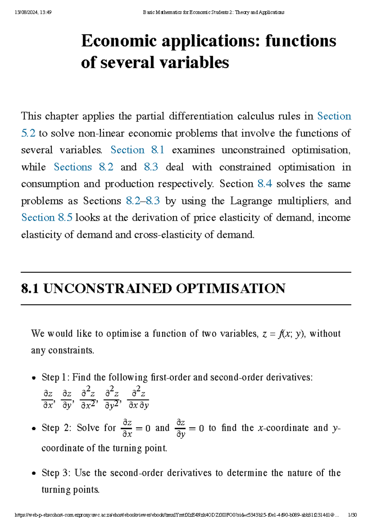 ECO235 ch8 - Chapter 8 notes - Economic applications: functions of ...