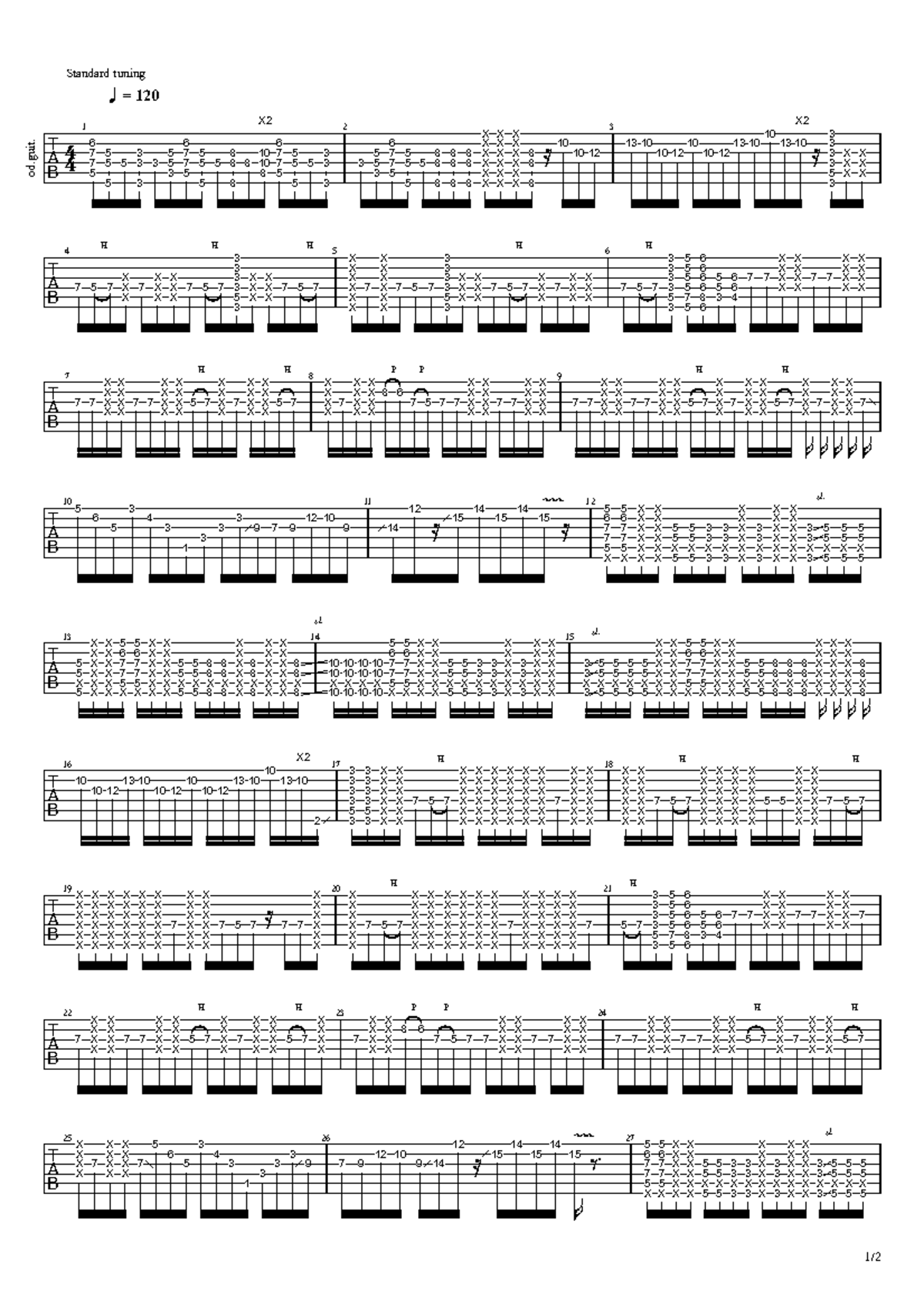 Weekend Tabs - Standard tuning = 120 1/ od. 5 7 7 6 5 5 5 5 3 3 3 3 3 5 ...