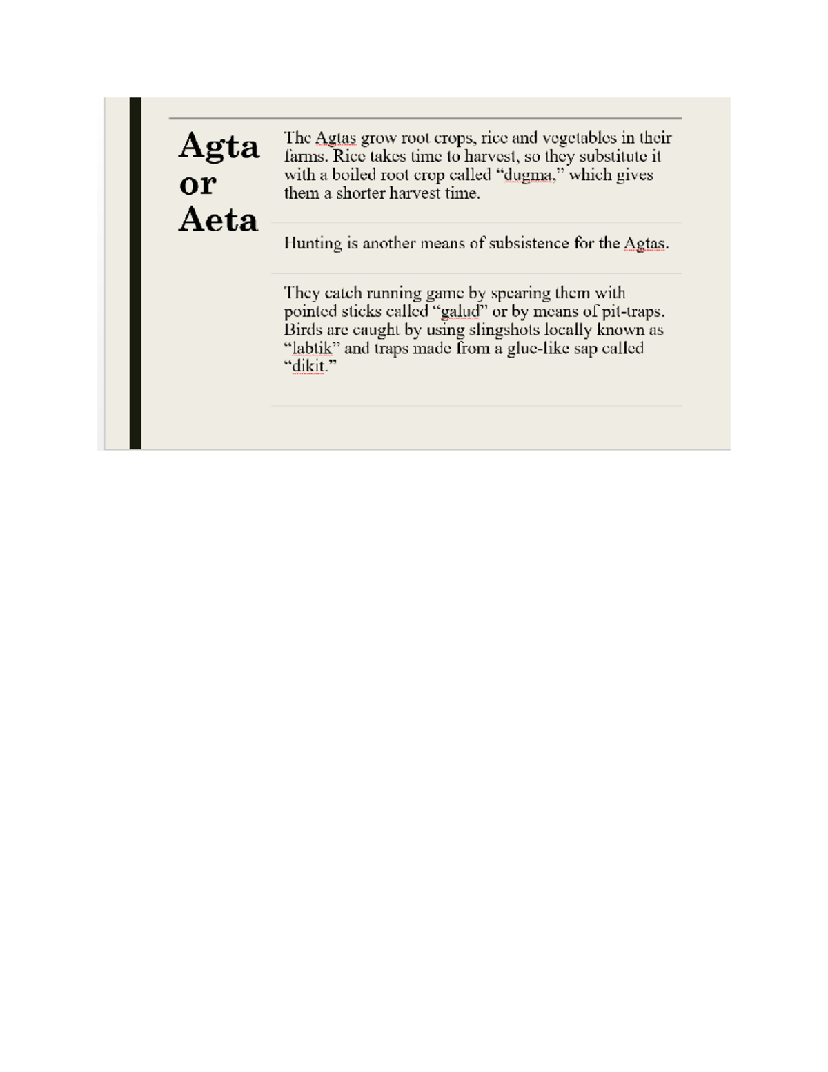 Agtameans - Meaning of Agta/Aeta - Agta The Agtas grow root crops, rice ...