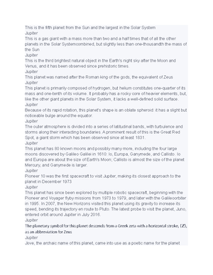 The solar system 3 - These notes are Jupiter facts. - The second ...