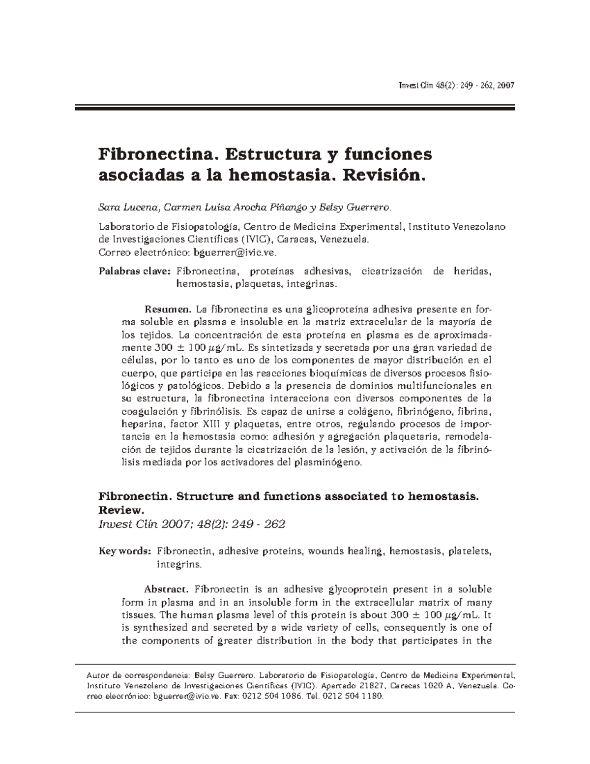 Fibronectina enfocado en su estructura y funciones asociadas a la ...