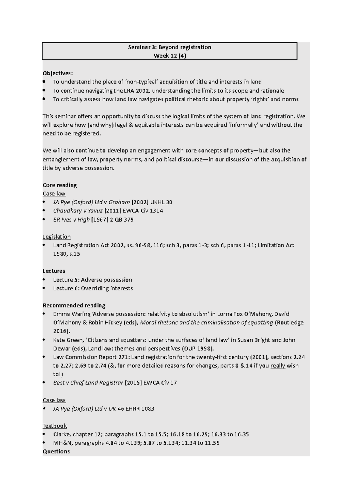 Seminar 3 - Beyond registration - Seminar 3: Beyond registration Week ...