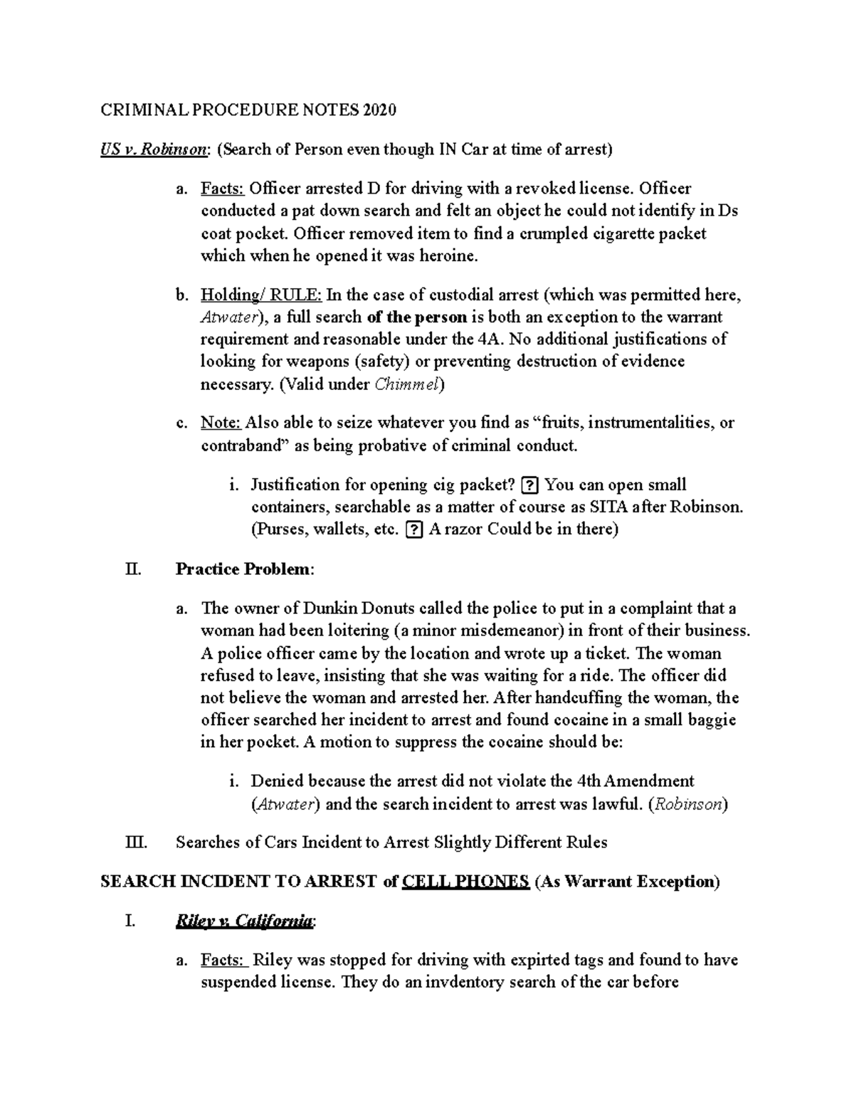 Search Incident TO Arrest of CELL Phones (As Warrant Exception ...