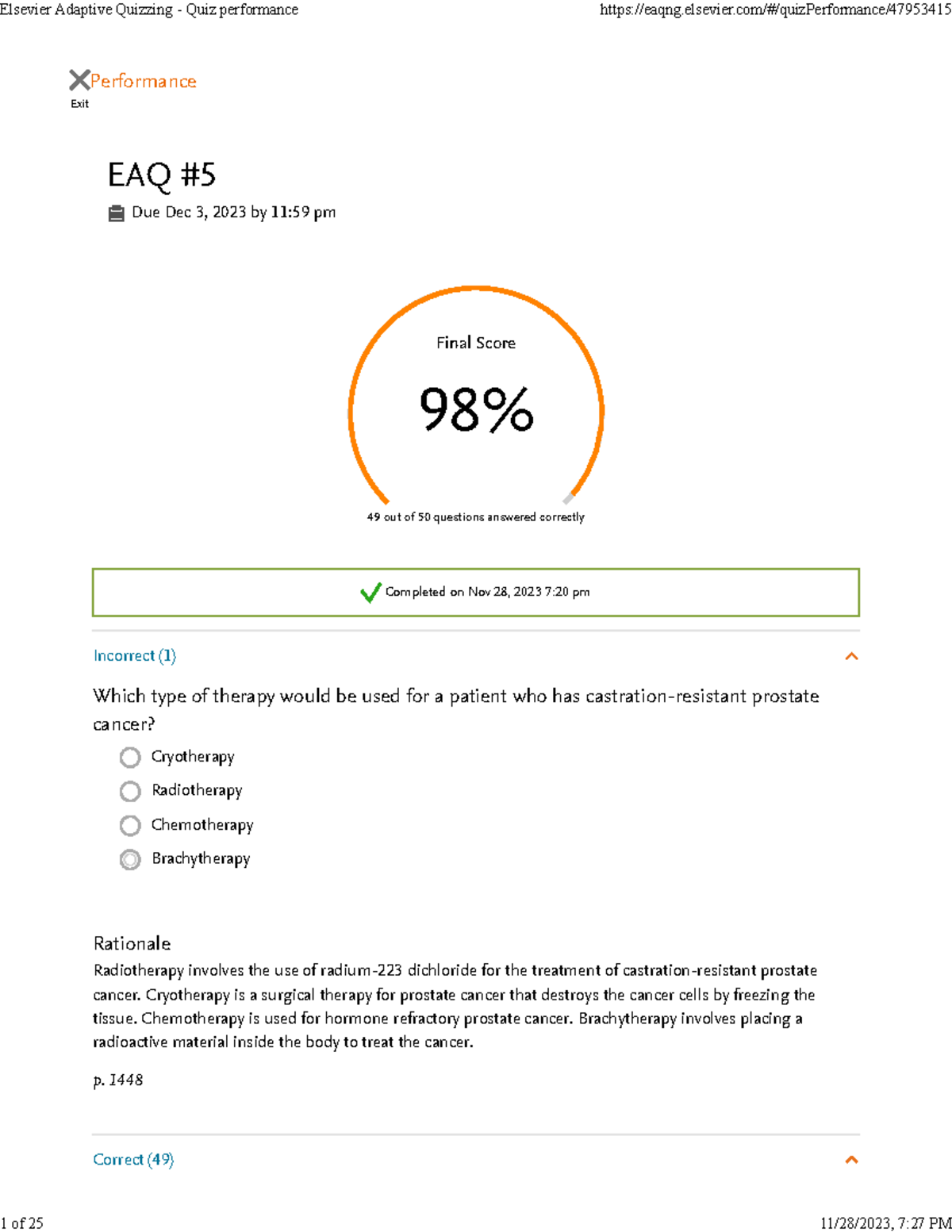 Complex EAQ QUIZ 5 - Exit Performance EAQ Due Dec 3, 2023 by 11:59 pm ...