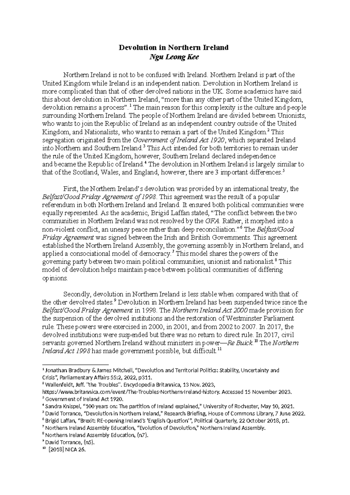 Devolution in Northern Ireland assignment - Devolution in Northern ...