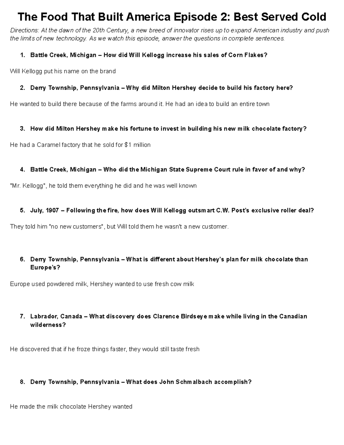 Copy of The Food That Built America Episode 2 Best Served Cold - The ...