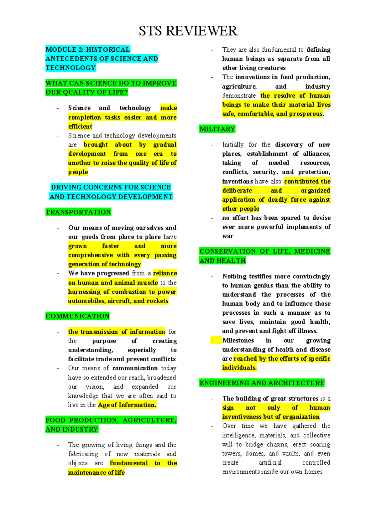 STS- Module 2 Reviewer - MODULE 2: HISTORICAL ANTECEDENTS OF SCIENCE AND TECHNOLOGY WHAT CAN ...