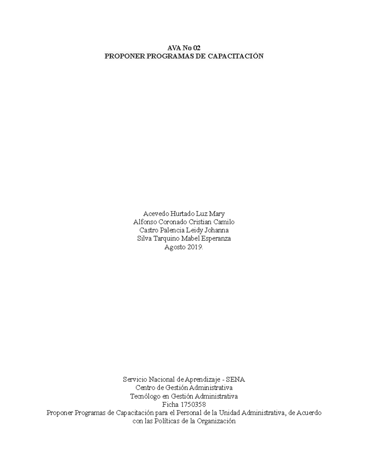 ACT 2 Proponer Programas DE Capacitación - AVA No 02 PROPONER PROGRAMAS ...