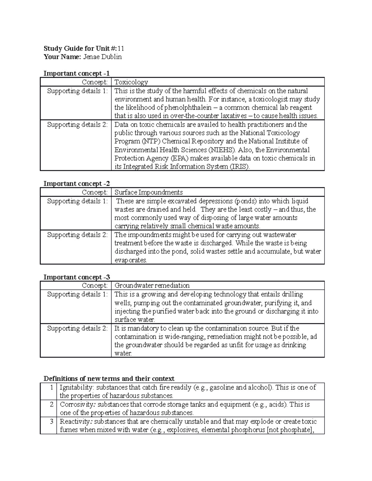 Study Guide 1402 - done - Study Guide for Unit #: 11 Your Name: Jenae ...