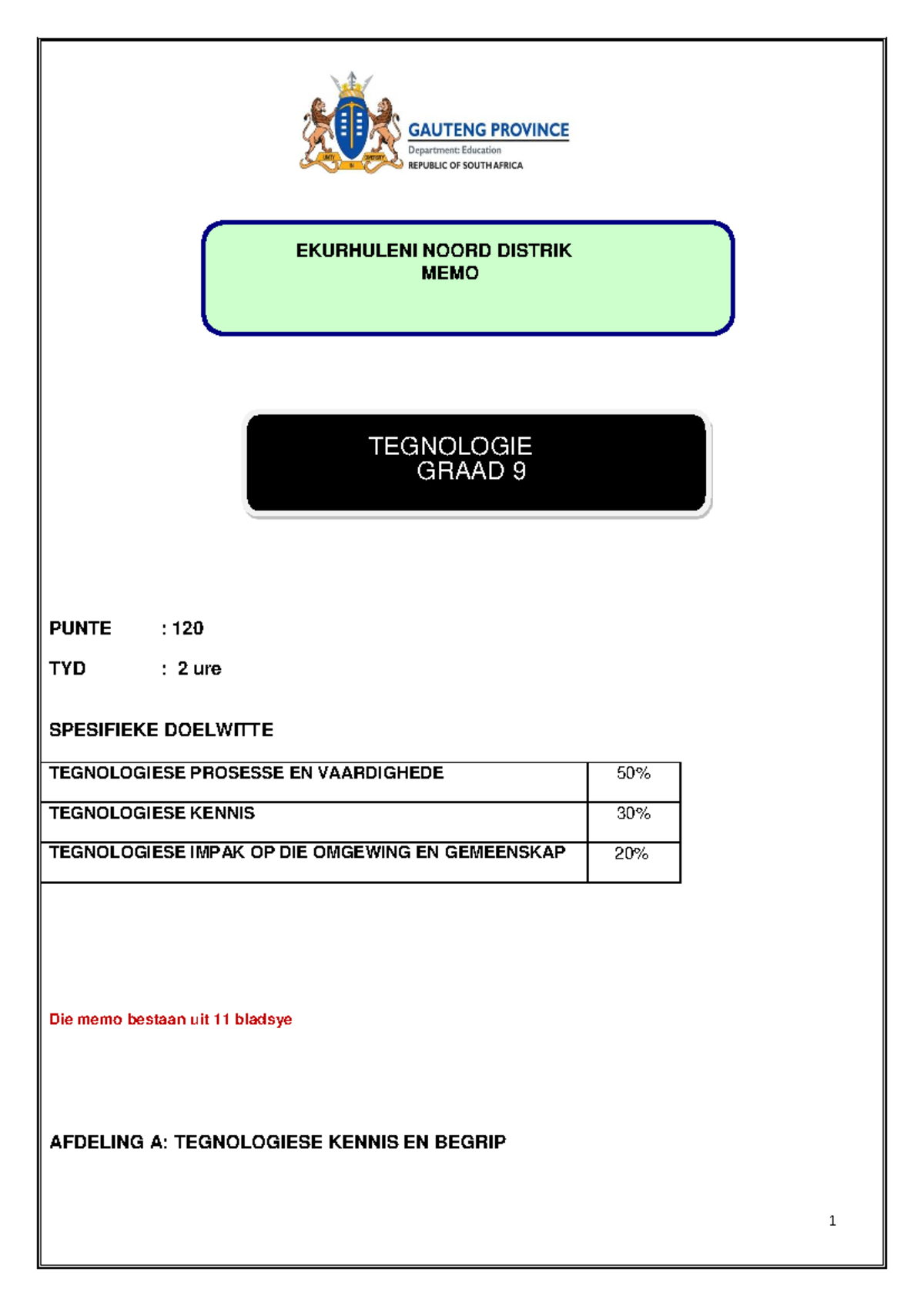 Teg Graad 9 Memo - Technology notes - EKURHULENI NOORD DISTRIK MEMO ...