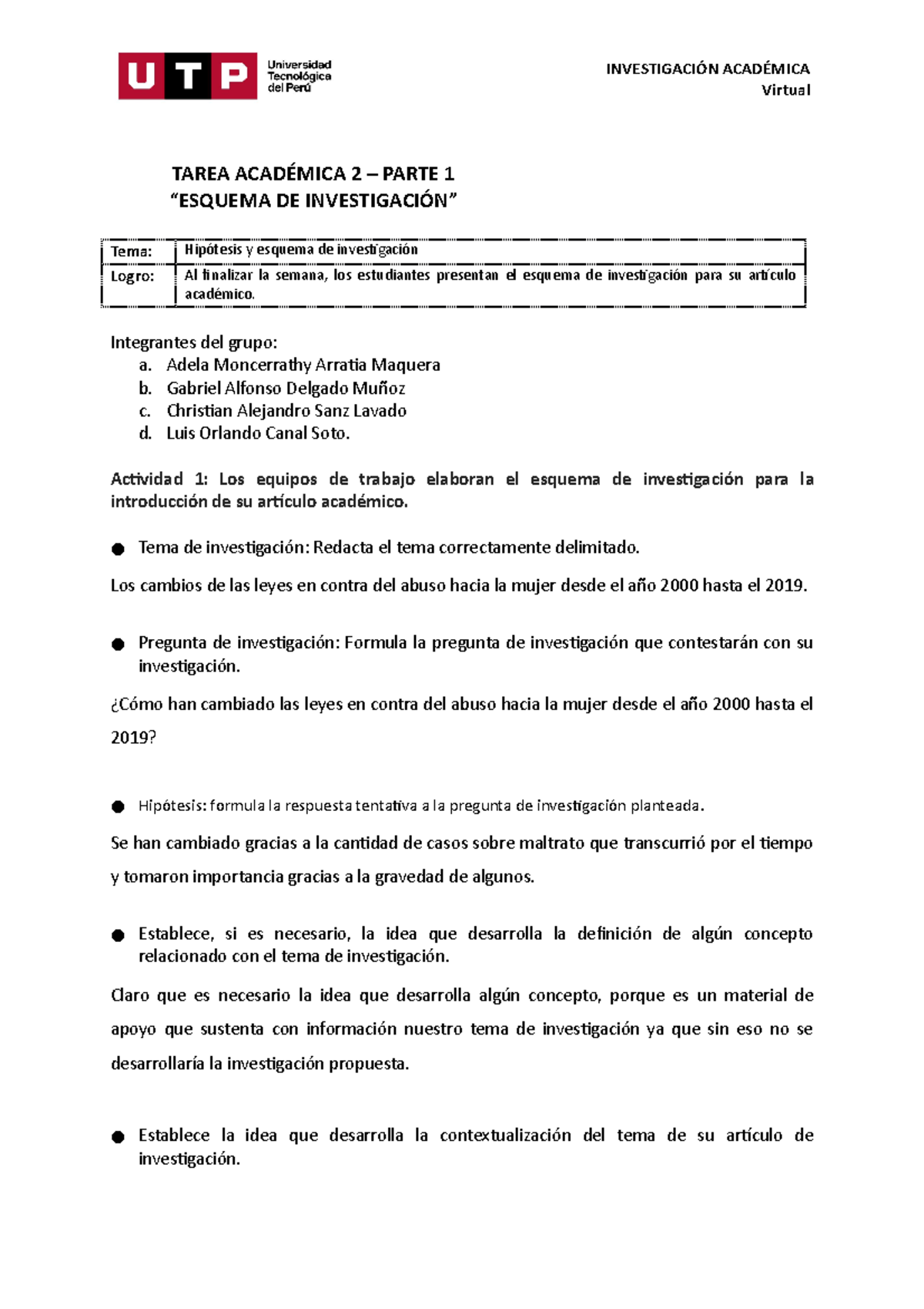 Semana 8 Tarea Académica 2 - Parte 1 Grupo 8 - TAREA ACADÉMICA 2 ...