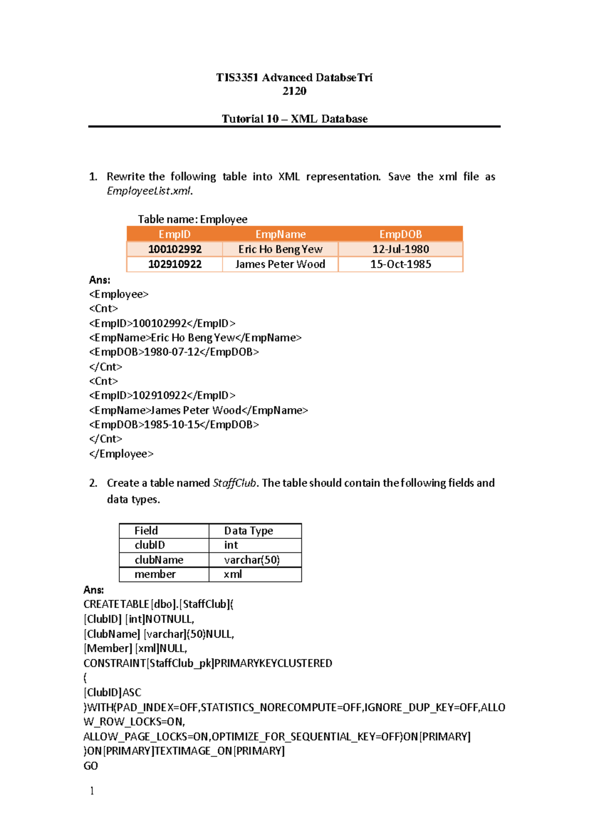 Tutorial - MMU - TIS3351 Advanced Databse Tri 2120 Tutorial 10 – XML ...