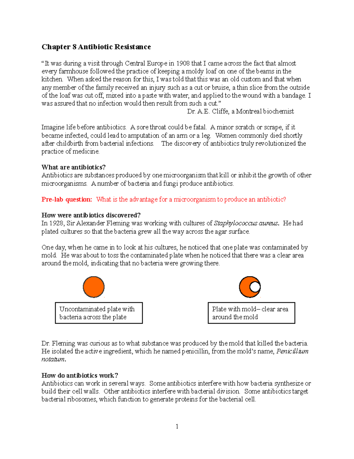 Chapter 8 Antibiotic Resistance - Chapter 8 Antibiotic Resistance “It ...