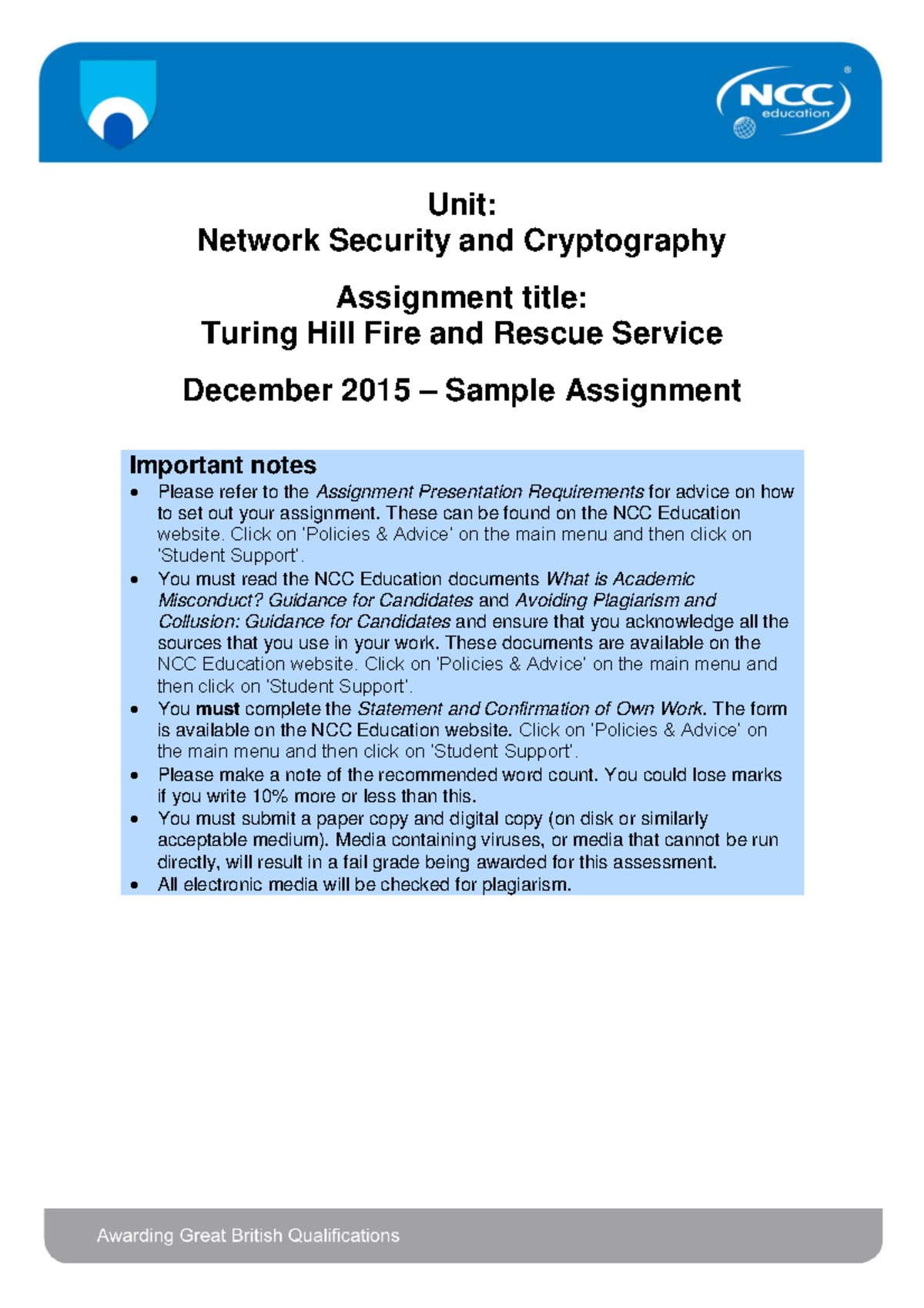 NSC December 2015 Sample Assignment - Final - Unit: Network Security and Cryptography Assignment ...
