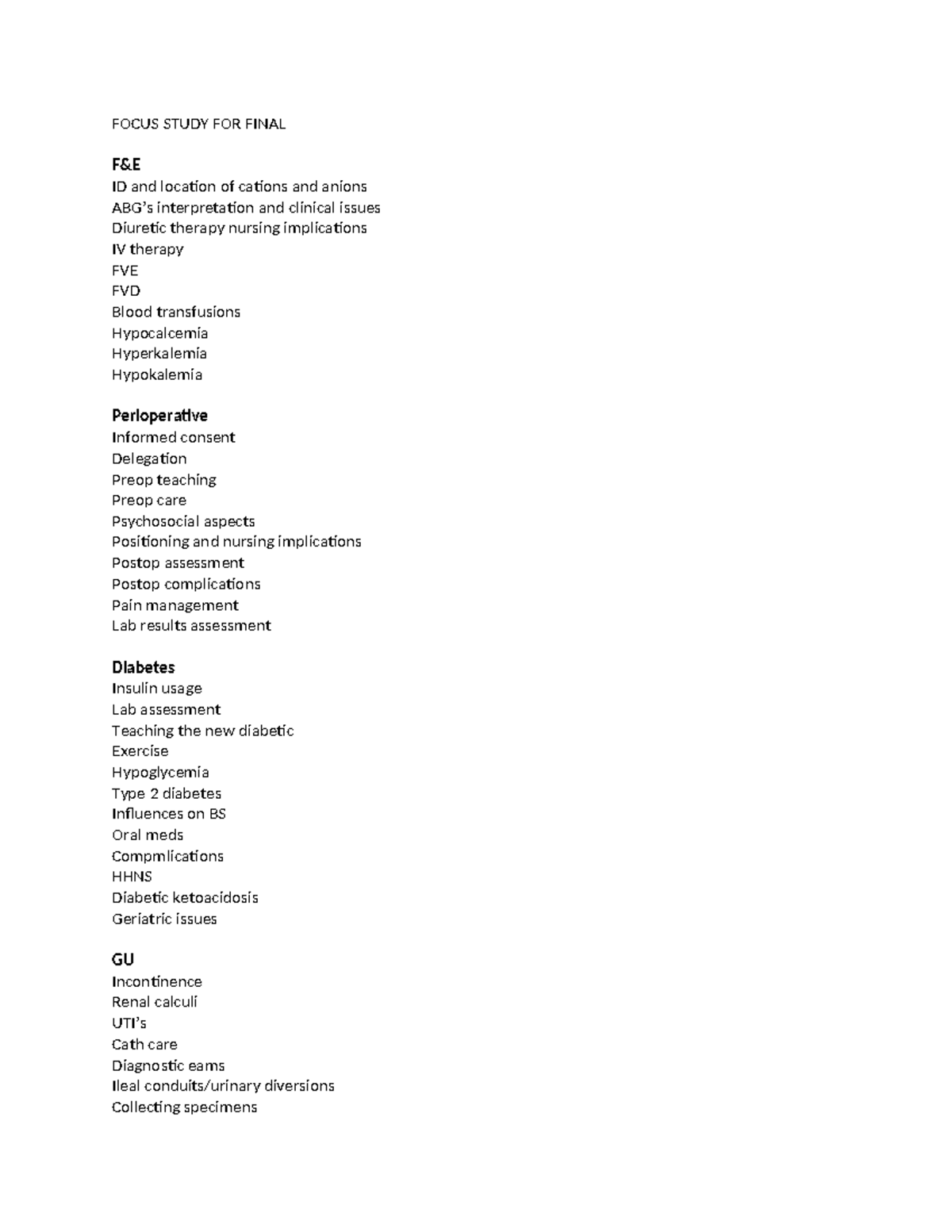 Focus Study FOR Final - FOCUS STUDY FOR FINAL F&E ID and location of ...
