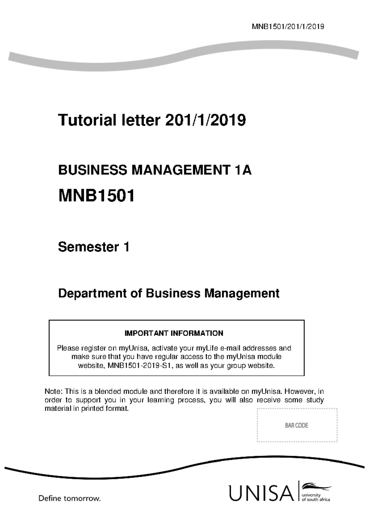 MNB1501 201 2019 - TUT - MNB1501 - Warning: TT: undefined function: 22 ...