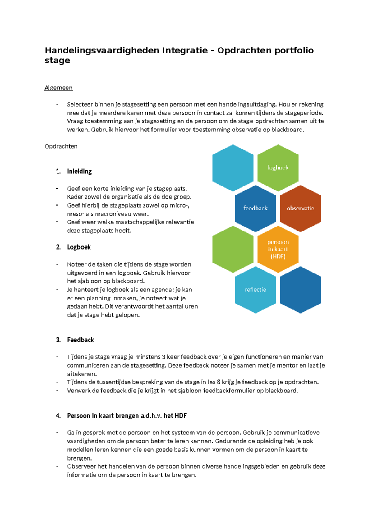Opdrachten portfolio stage - Handelingsvaardigheden Integratie ...