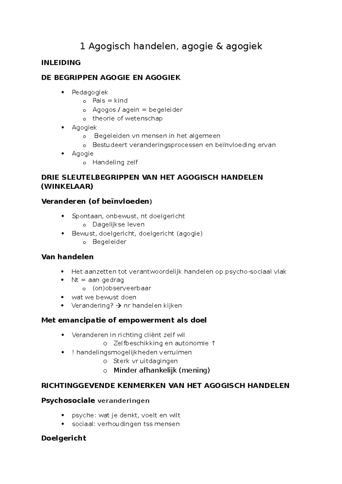 ITO - ITO - 1 Agogisch handelen, agogie & agogiek INLEIDING DE ...