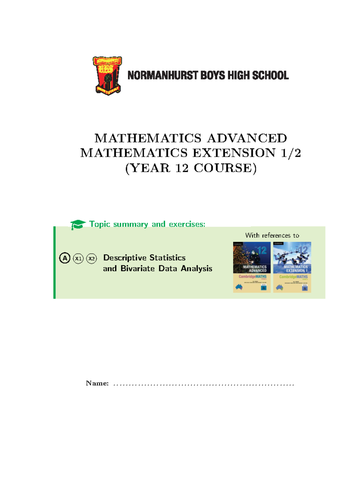 Topic 31 Descriptive Statistics and Bivariate Data Analysis ...