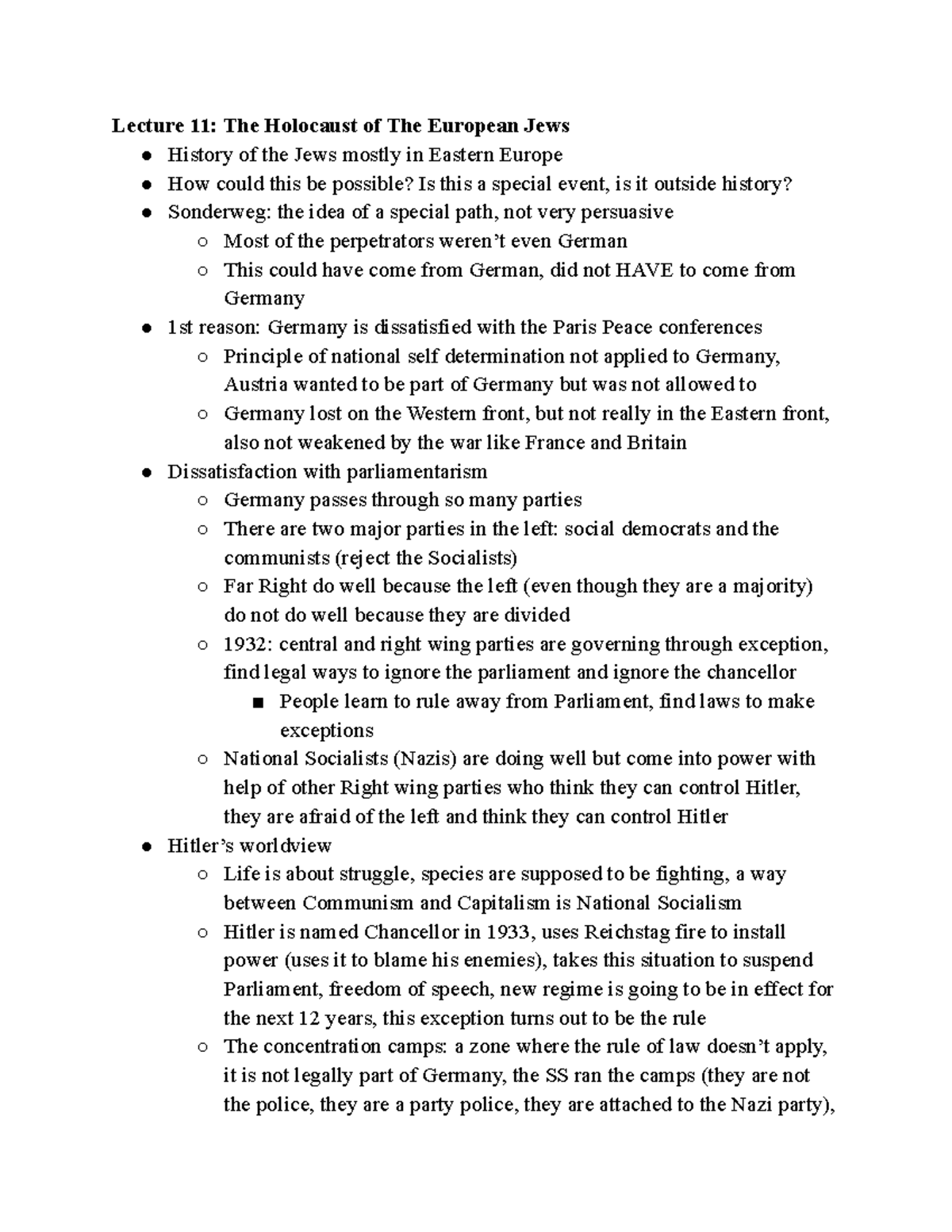 Lecture 11-12 - Lecture 11: The Holocaust of The European Jews History ...